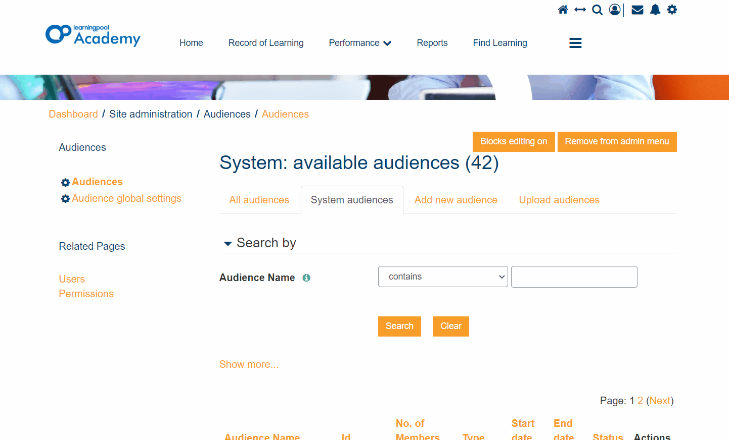 Audiences – Learning Pool Help Centre