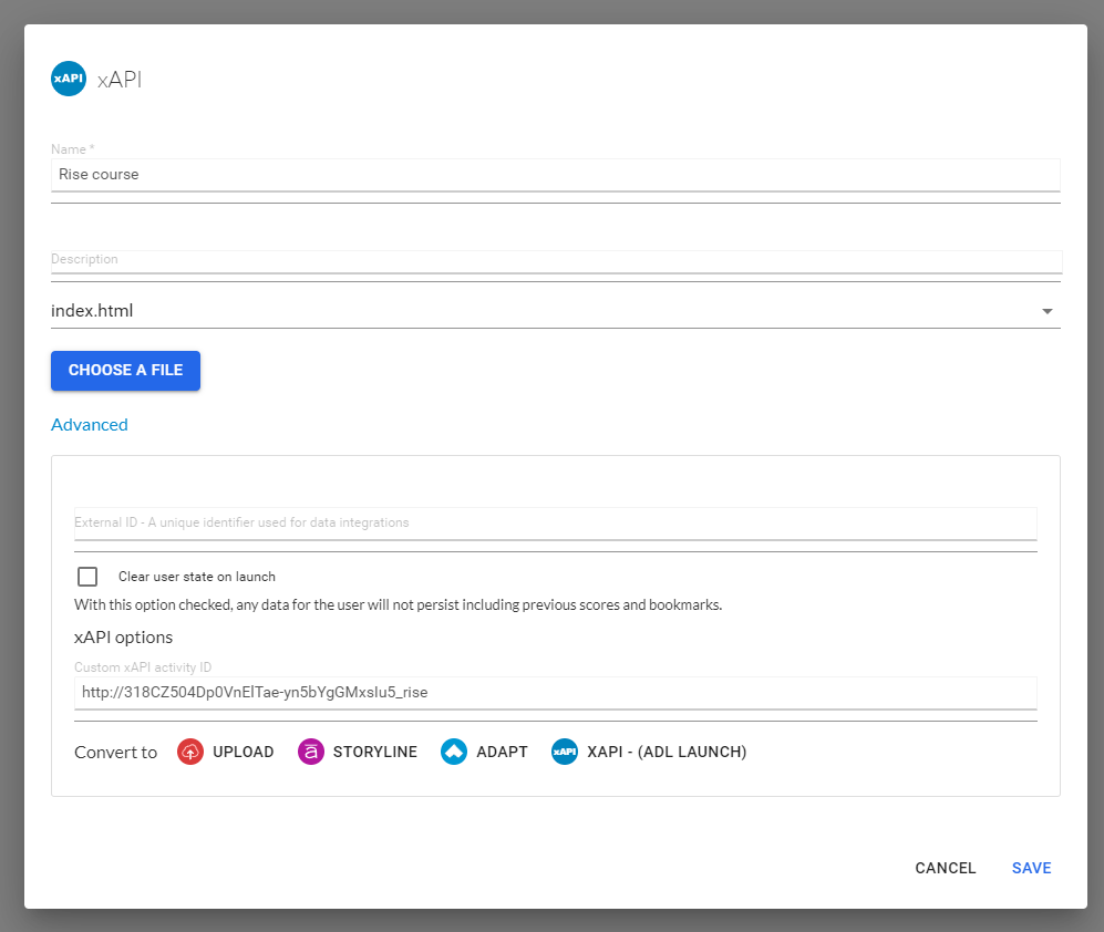 Uploading Articulate Rise courses – Learning Pool Help Centre