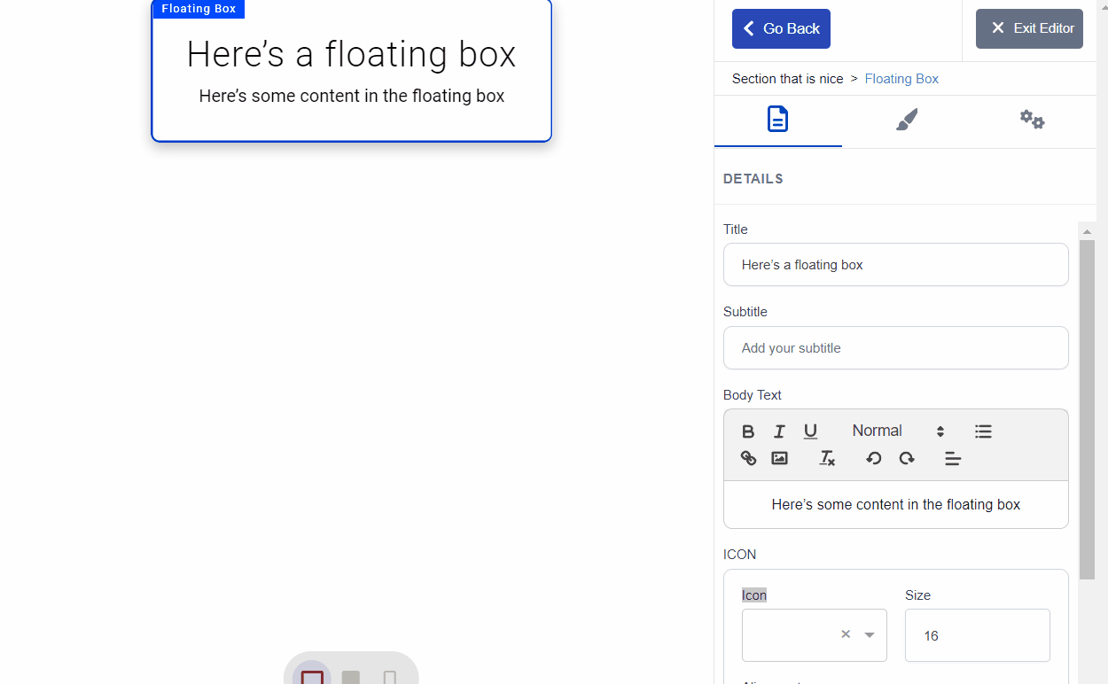 Floating box block – Learning Pool Help Centre
