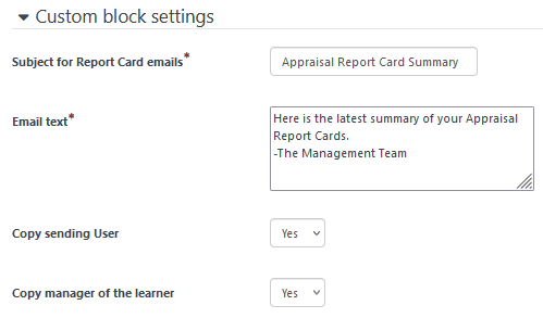 Appraisal report card block – Learning Pool Help Centre