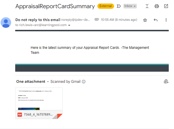Appraisal report card block – Learning Pool Help Centre
