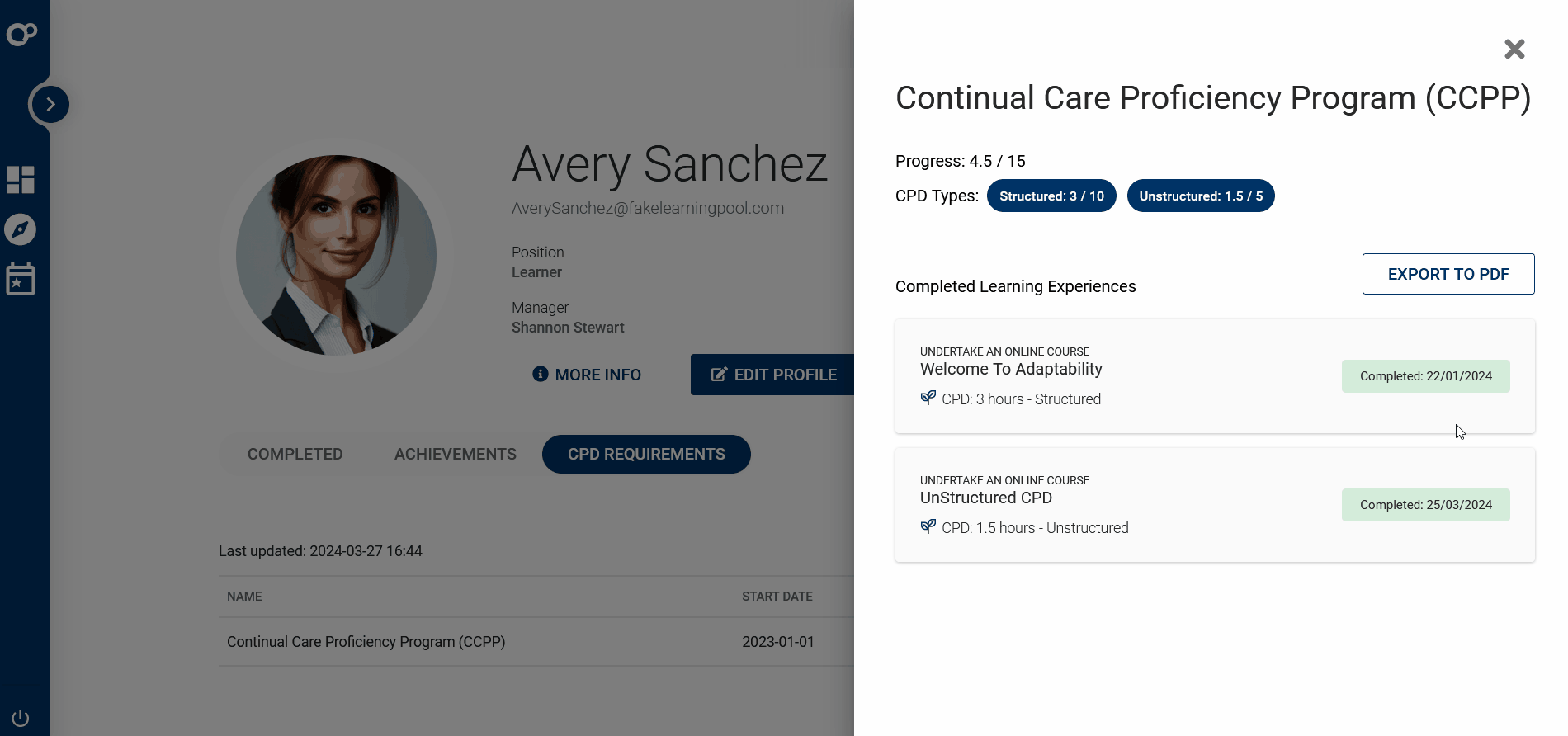CPD / CPE Learner Reporting - Assigned Requirements – Learning Pool Help Centre