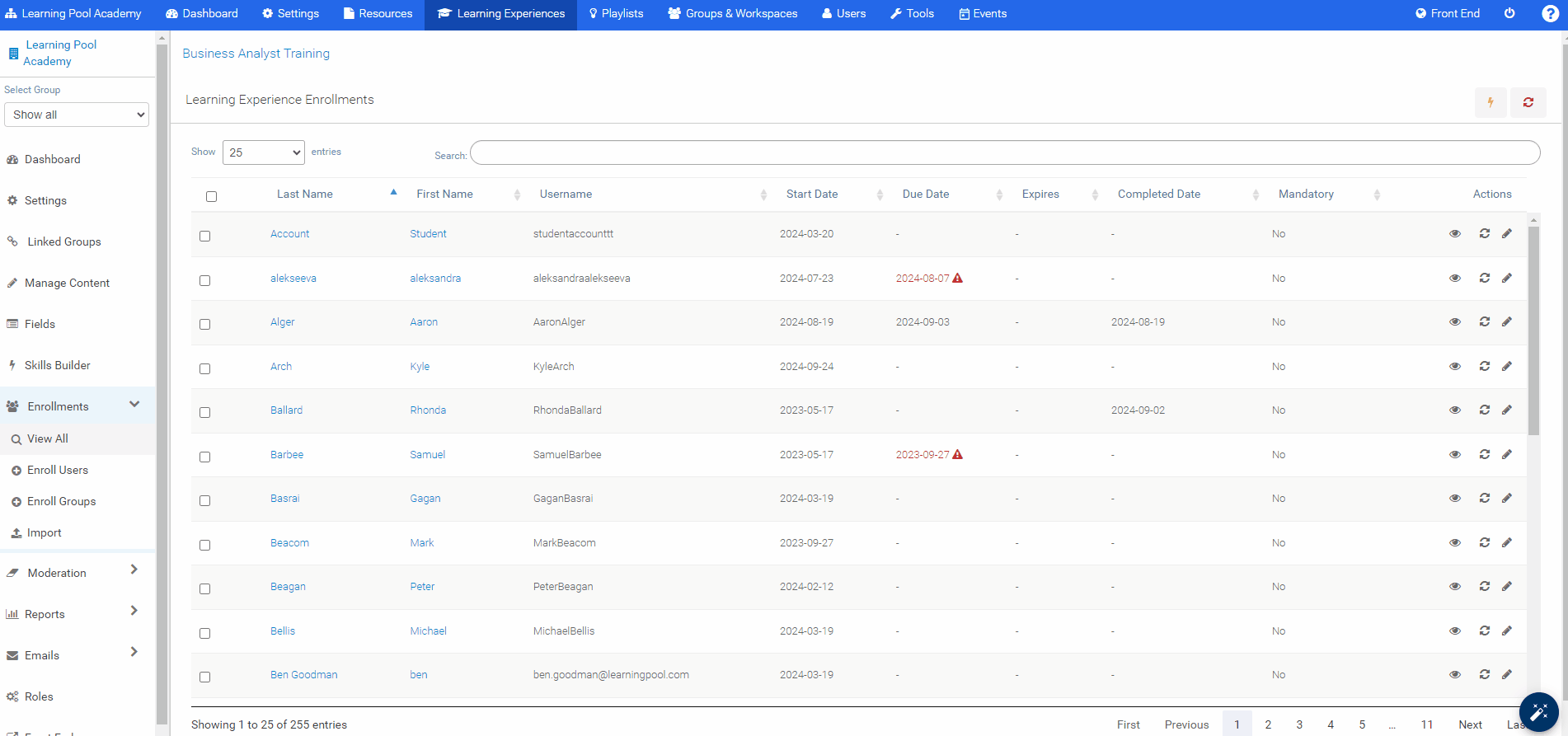 Enrolments – Learning Pool Help Centre