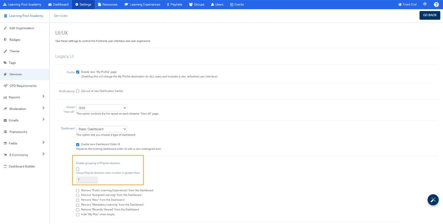 Grouping playlists on the dashboard – Learning Pool Help Centre