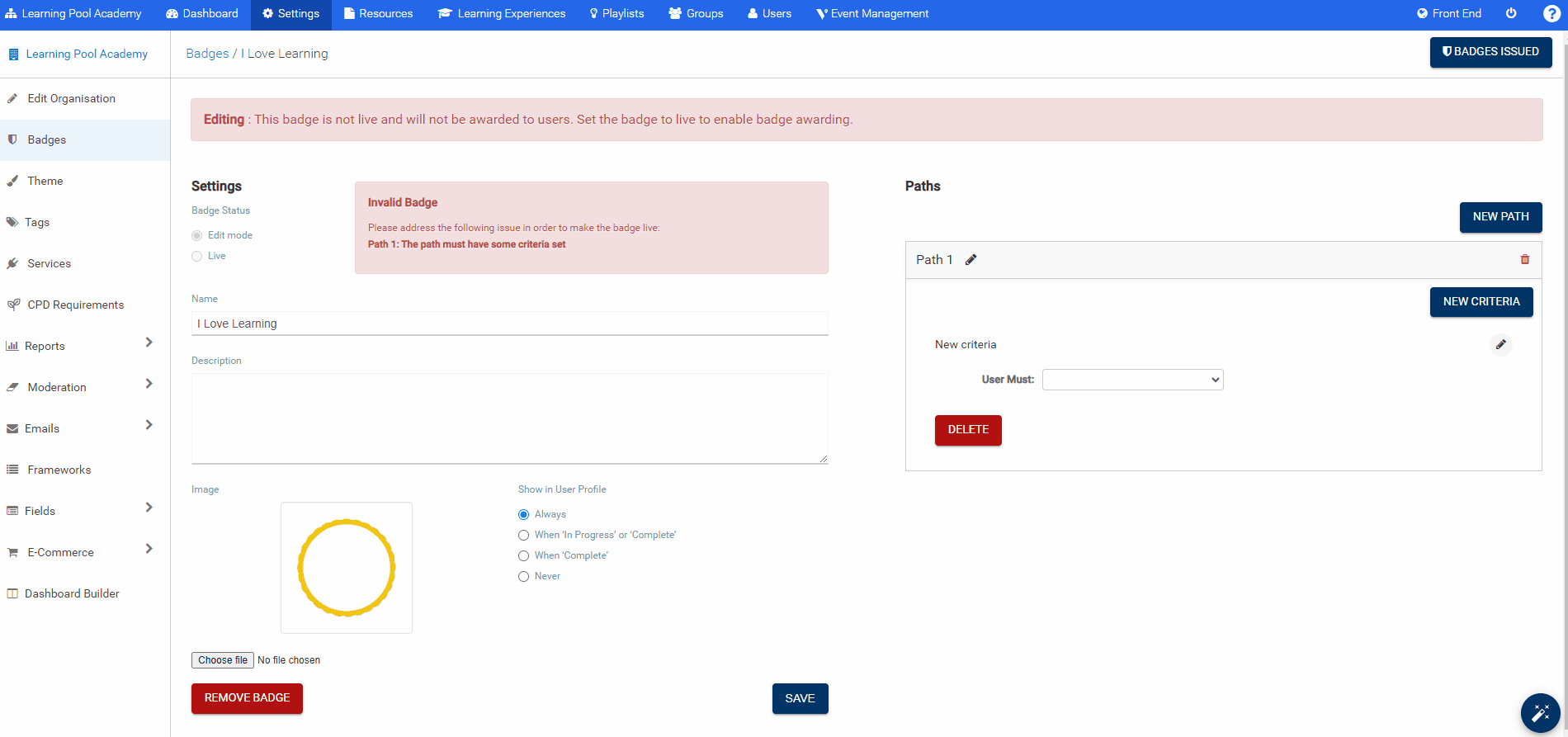 Badges – Learning Pool Help Centre