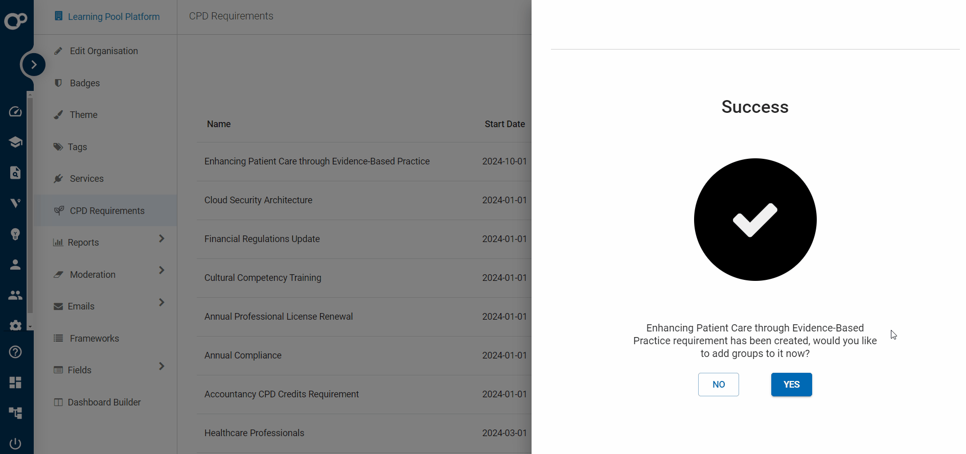 Assigning Group(s) to a CPD / CPE Requirement – Learning Pool Help Centre