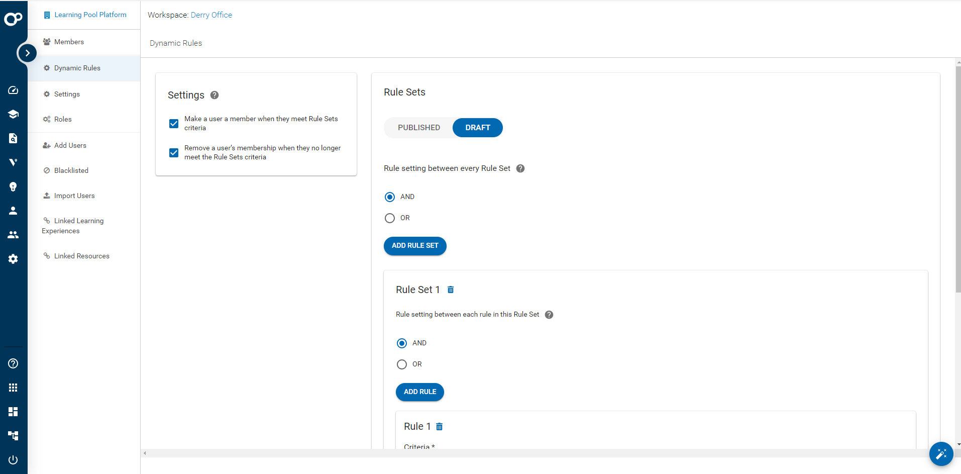 Dynamic rules – Learning Pool Help Centre