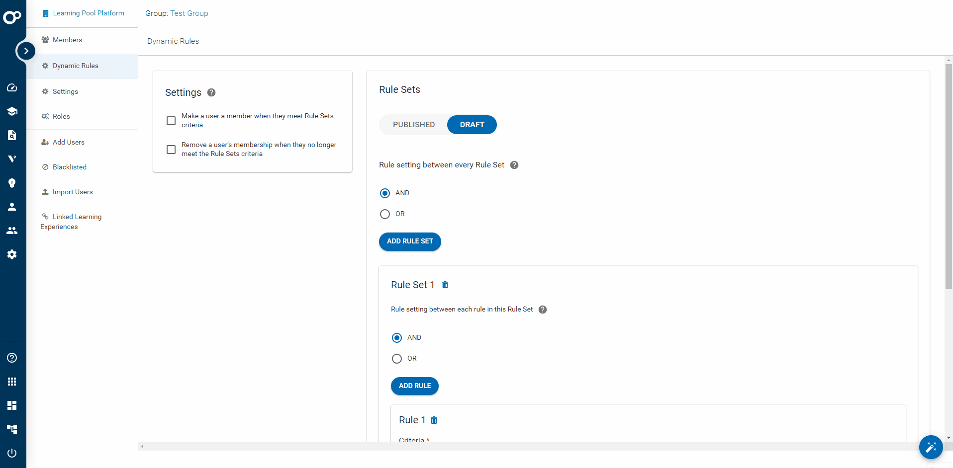 Dynamic rules – Learning Pool Help Centre