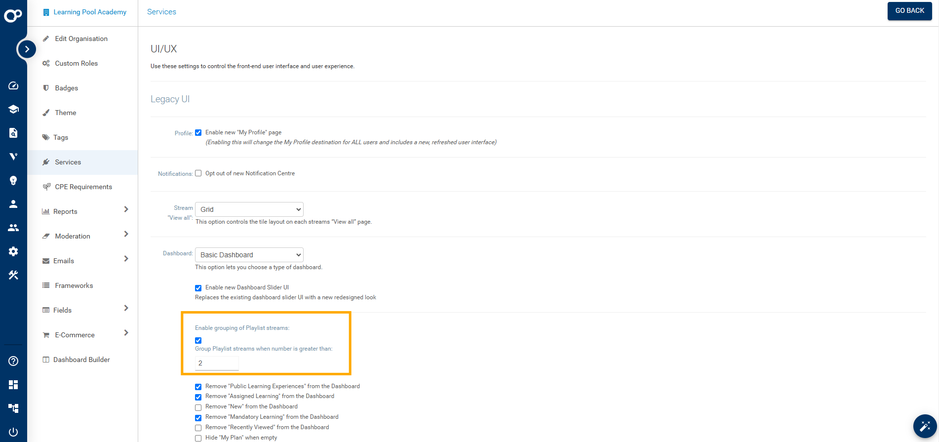 Grouping playlists on the dashboard – Learning Pool Help Centre
