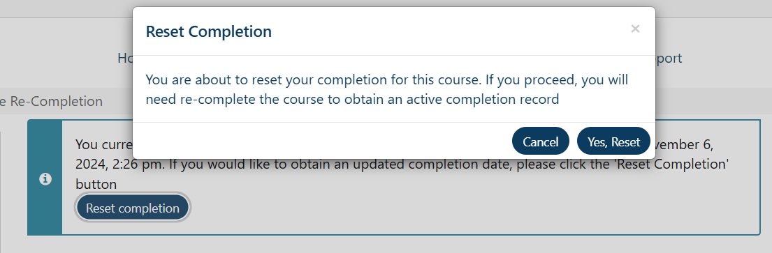 Course Re-Completion – Learning Pool Help Centre