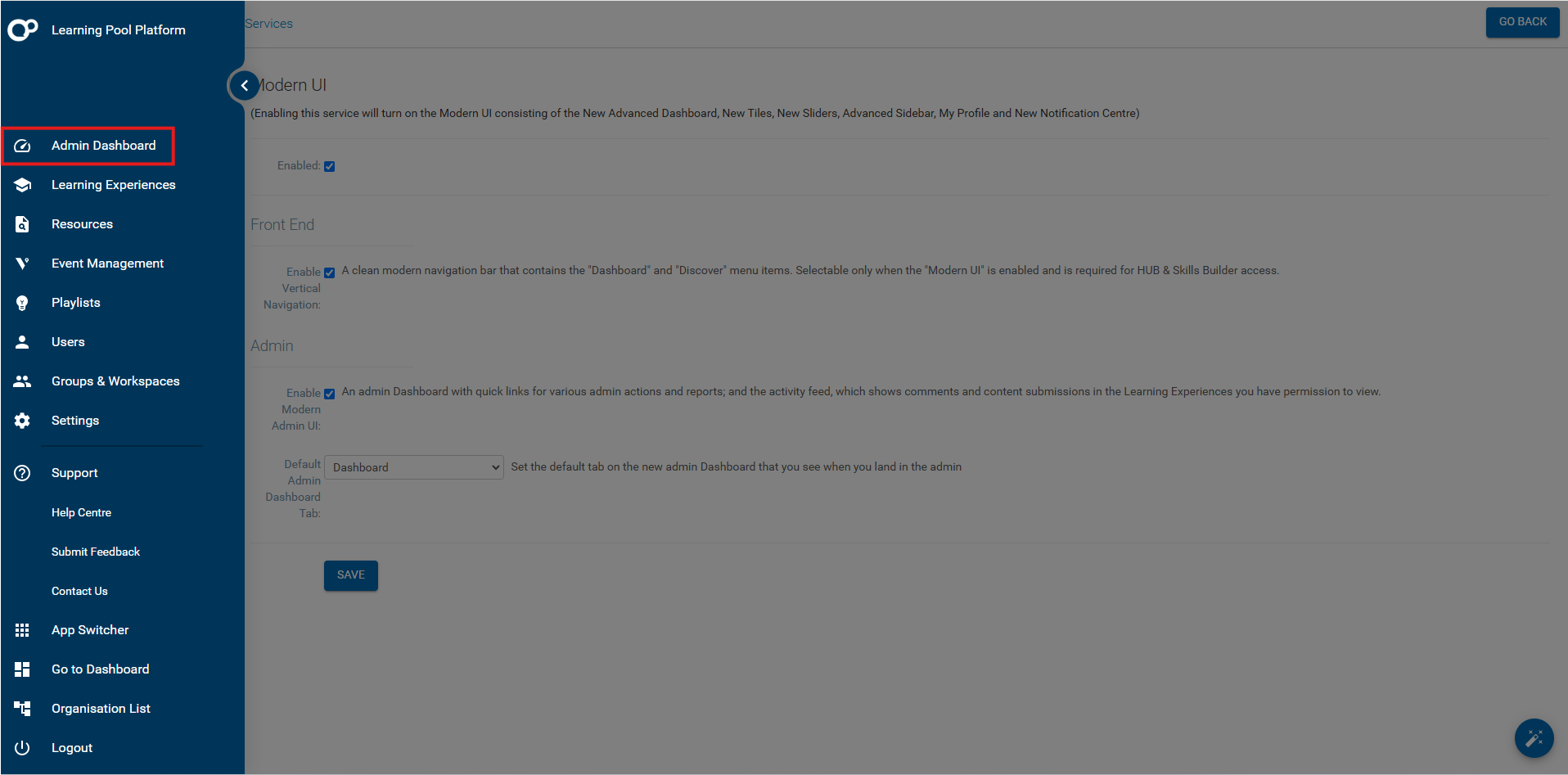 New Admin Dashboard – Learning Pool Help Centre