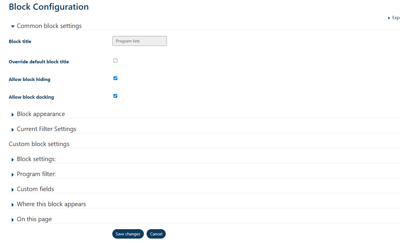 Programs list block – Learning Pool Help Centre
