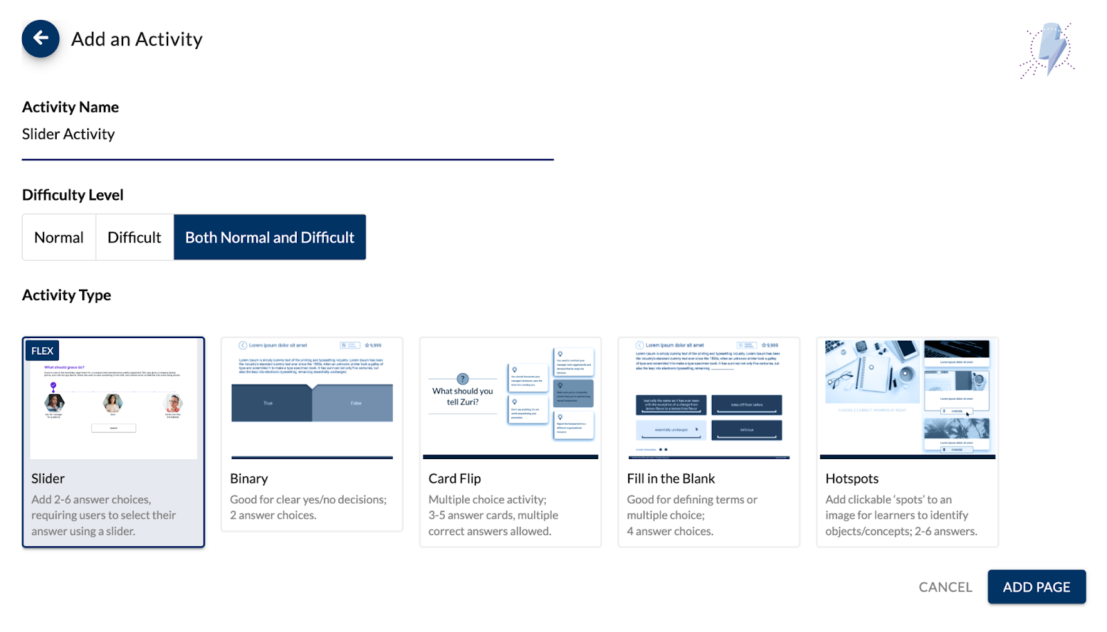 Slider Activity – Learning Pool Help Centre