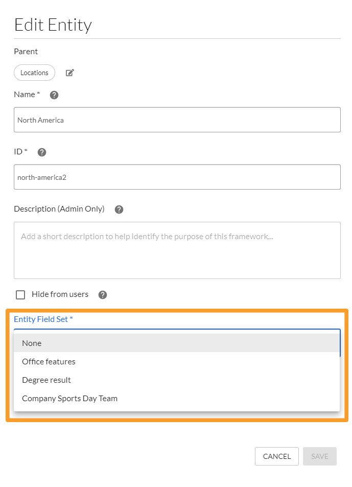 Entity fields – Learning Pool Help Centre