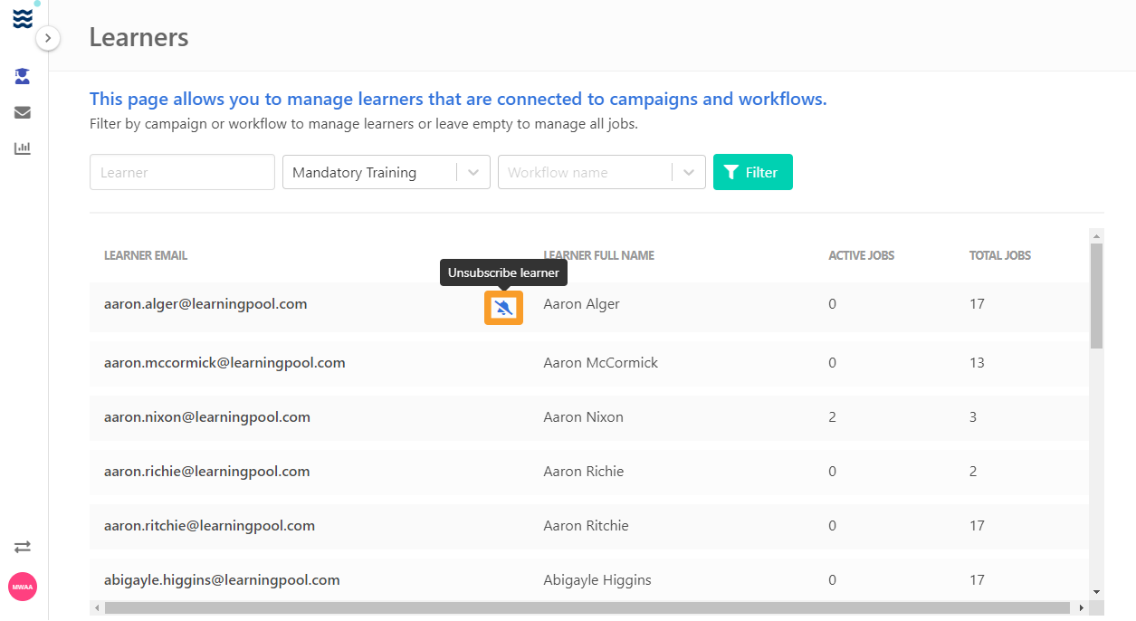 Unsubscribing learners from campaigns – Learning Pool Help Centre