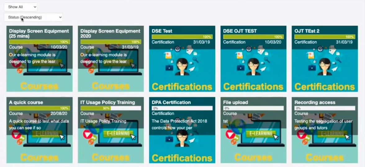 Training tiles block – Learning Pool Help Centre