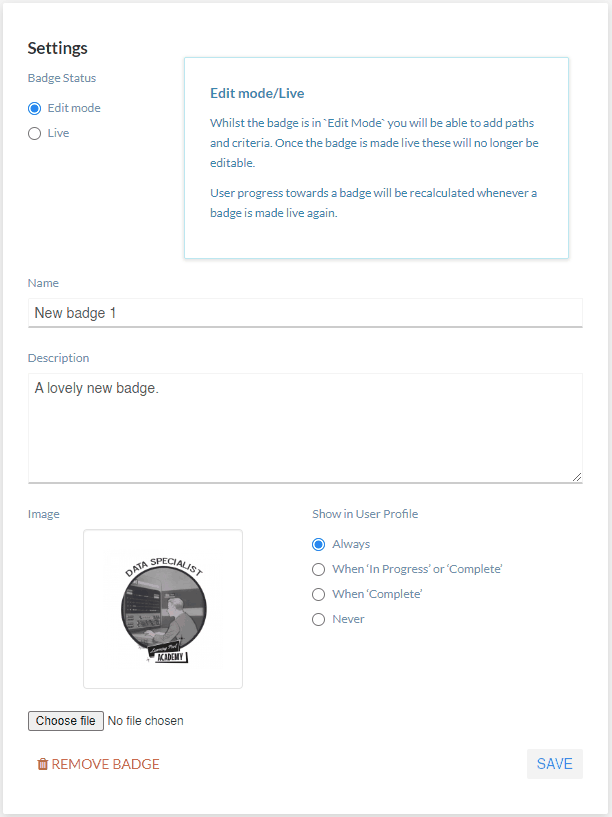Badges – Learning Pool Help Centre