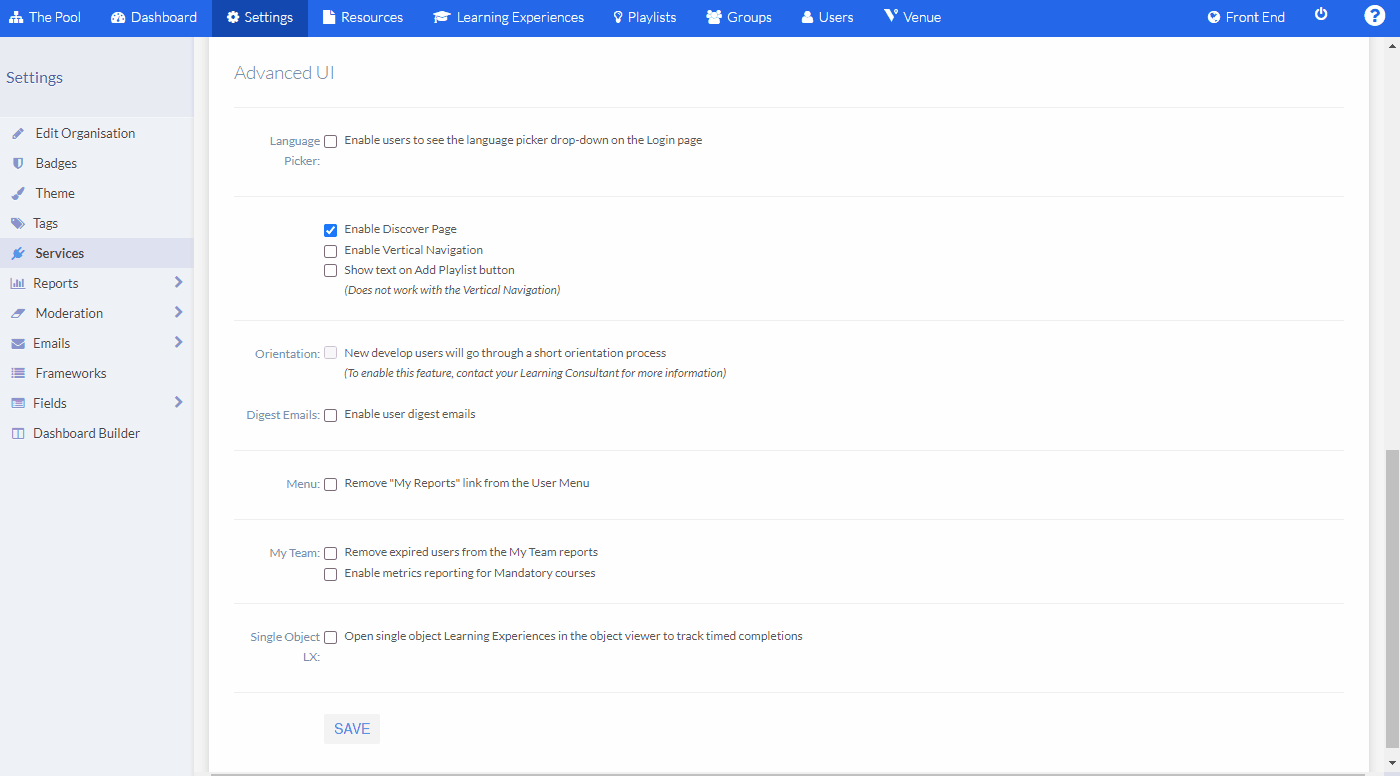 Vertical navigation – Learning Pool Help Centre