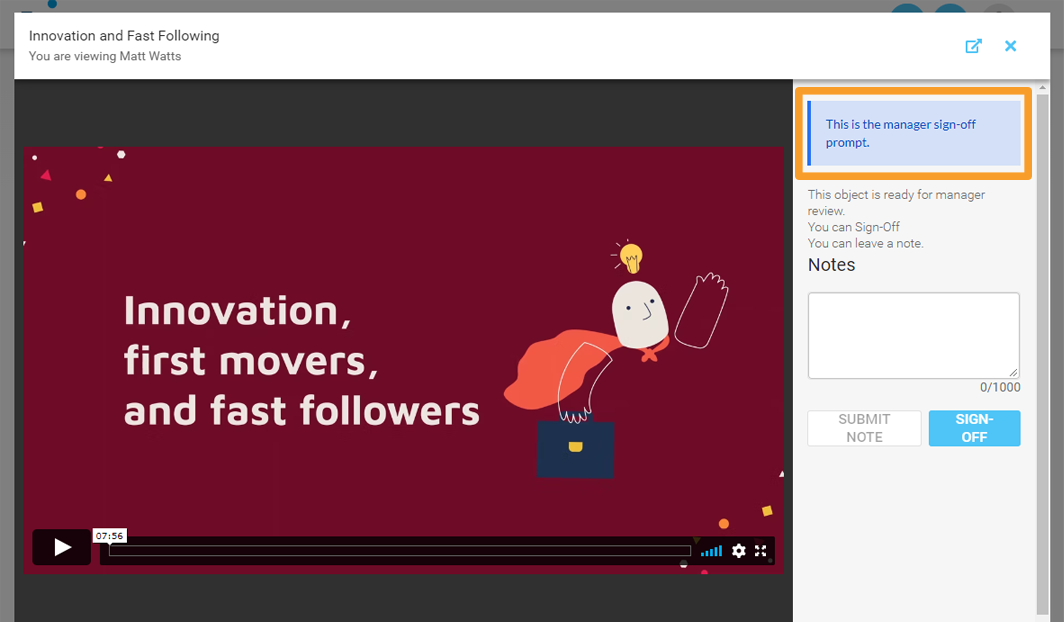 Manager feedback and sign-off – Learning Pool Help Centre